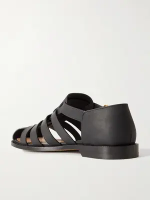 Loewe Campo Cutout Leather Sandals - Black