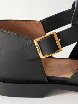 Loewe Campo Cutout Leather Sandals - Black
