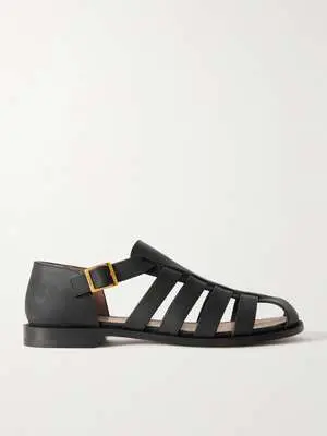 Loewe Campo Cutout Leather Sandals - Black