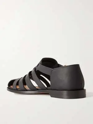 Loewe Campo Cutout Leather Sandals - Black