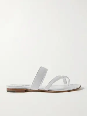 Manolo Blahnik Susa Leather Sandals - White