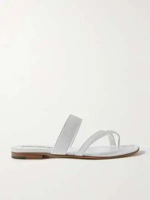 Manolo Blahnik Susa Leather Sandals - White