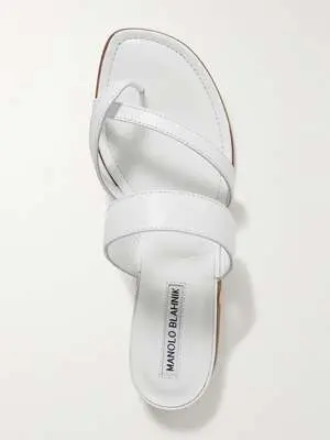 Manolo Blahnik Susa Leather Sandals - White
