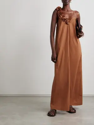 KIKA VARGAS Net Sustain Linda Appliquéd Maxi Dress
