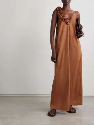 KIKA VARGAS Net Sustain Linda Appliquéd Maxi Dress