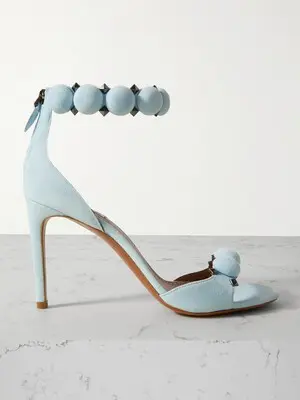 Alaïa La Bombe 90 Embellished Studded Suede Sandals - Blue