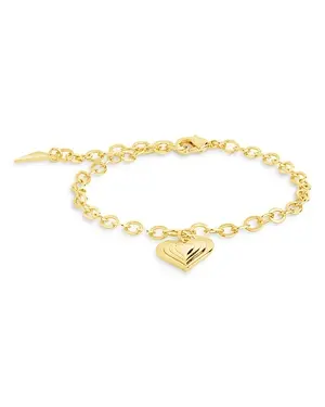 Sterling Forever Beating Heart Charm Bracelet - Gold