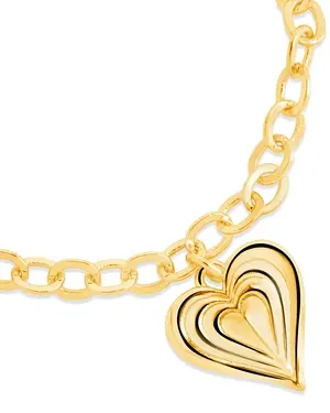 Sterling Forever Beating Heart Charm Bracelet - Gold