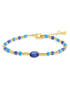Sterling Forever Sybil Beaded Bracelet - Gold/blue
