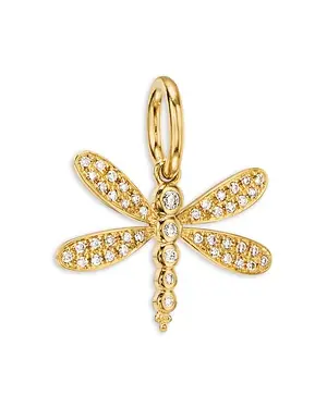 Temple St. Clair 18k Yellow Diamond Dragonfly Pendant - Gold