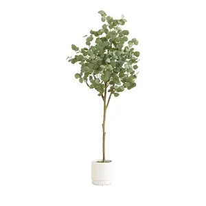 NEARLY NATURAL 6ft. Artificial Eucalyptus Tree With White Decorative Planter - Green