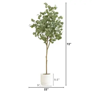 NEARLY NATURAL 6ft. Artificial Eucalyptus Tree With White Decorative Planter
