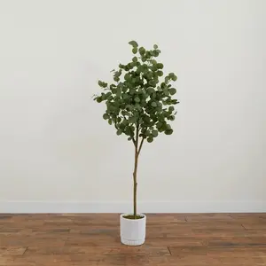 NEARLY NATURAL 6ft. Artificial Eucalyptus Tree With White Decorative Planter
