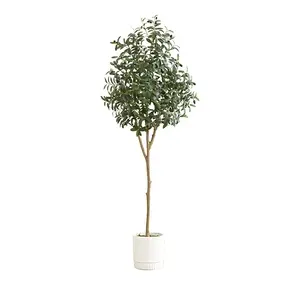 NEARLY NATURAL 6ft. Artificial Olive Tree With White Decorative Planter - Green