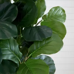 NEARLY NATURAL 6ft. Artificial Fiddle Leaf Fig Tree With White Decorative Planter - Green