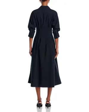 Simkhai Jazz Poplin Pintuck Midi Dress - Black
