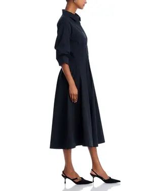 Simkhai Jazz Poplin Pintuck Midi Dress - Black