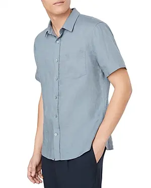Vince Short Sleeve Linen Shirt Dark Teal