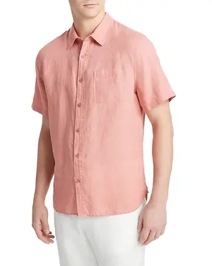 Vince Short Sleeve Linen Shirt Dusk