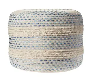 OX BAY TRADING CO. Ox Bay Striped Dots Woven Cotton Blend Pouf Ott Oman - One-color