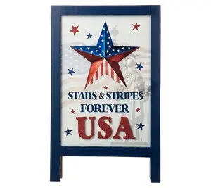 GLITZHOME 24' Usa Patriotic Americana Easel Por Ch Decor - One-color