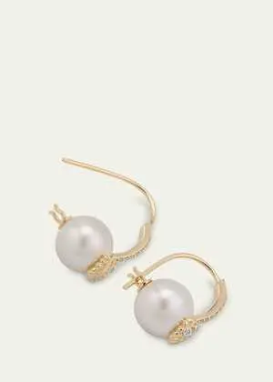 SYDNEY EVAN 14k Gold Clamshell Pearl Diamond Earrings
