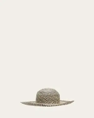 BARBISIO Amos Patterned Wide-brim Hat - Black