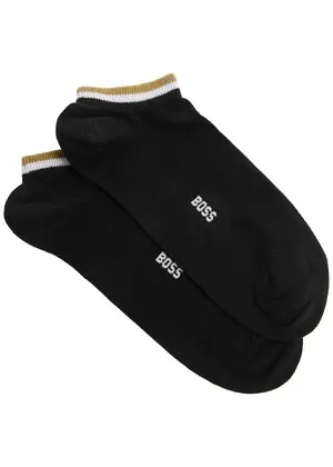 BOSS BOSS Striped Cotton-Blend Trainer Socks - Set Of Two Black