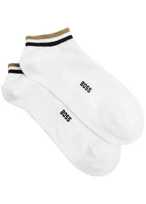 BOSS BOSS Striped Cotton-Blend Trainer Socks - Set Of Two White