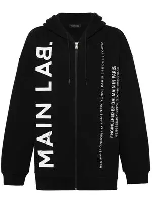Balmain Main Lab Zip-Up Hoodie - Black | Editorialist