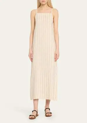 LOULOU STUDIO Etta Stripe Midi Linen Dress