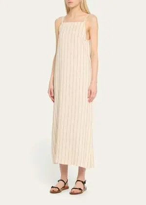 LOULOU STUDIO Etta Stripe Midi Linen Dress