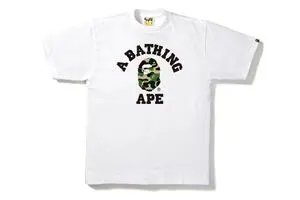 A BATHING APE Abc College Tee Shirt White/olive