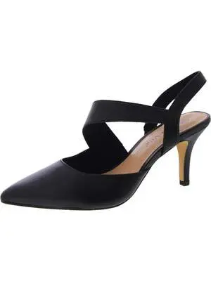 BELLA VITA Arabella Womens Leather Pointed Toe Slingback Heels - Black