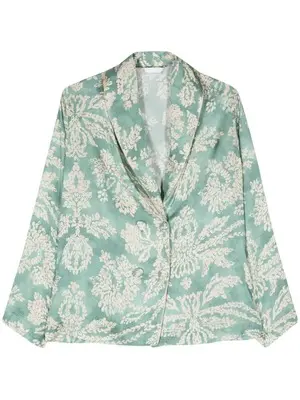 MERCI Leaf-print Double-breasted Blazer