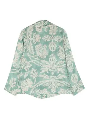 MERCI Leaf-print Double-breasted Blazer