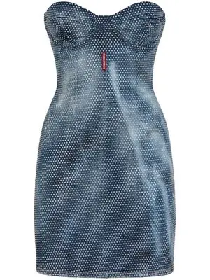 Dsquared2 Studded Denim Bustier Minidress
