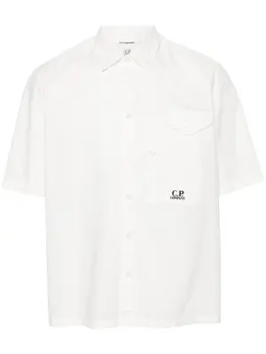 C.P. COMPANY Logo-embroidered Cotton Shirt - White