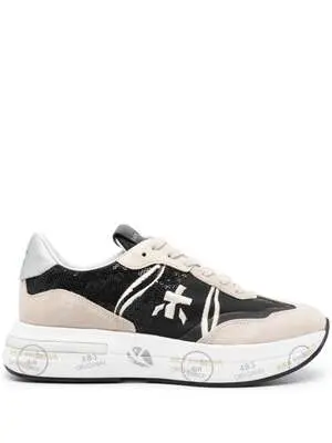 Premiata Cassie Sequin-embellished Sneakers - Black