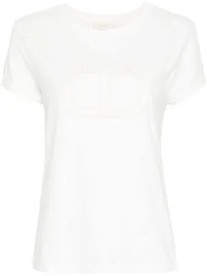 TWINSET Embroidered Logo Cotton T-shirt - White