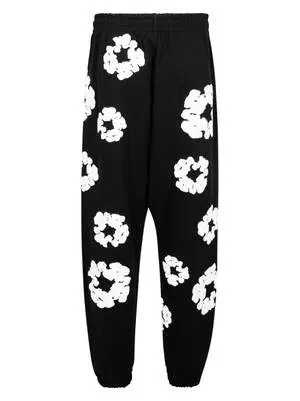 DENIM TEARS Cotton Wreath-print Track Pants - Black