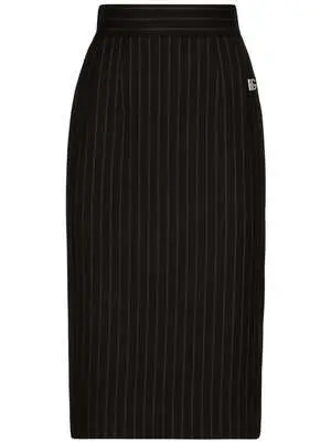 Dolce & Gabbana Virgin Wool-blend Pinstripe Midi Skirt