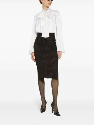 Dolce & Gabbana Virgin Wool-blend Pinstripe Midi Skirt