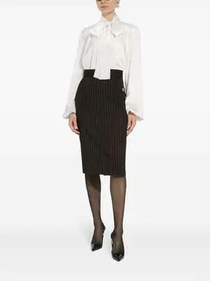 Dolce & Gabbana Virgin Wool-blend Pinstripe Midi Skirt