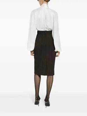 Dolce & Gabbana Virgin Wool-blend Pinstripe Midi Skirt