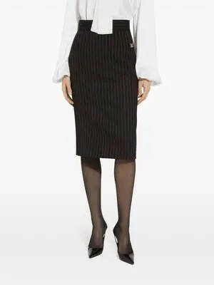 Dolce & Gabbana Virgin Wool-blend Pinstripe Midi Skirt