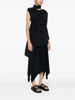 Issey Miyake Crepe Asymmetric Blouse - Black