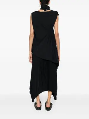 Issey Miyake Crepe Asymmetric Blouse - Black