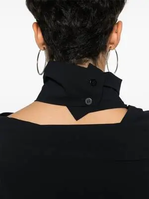 Issey Miyake Crepe Asymmetric Blouse - Black