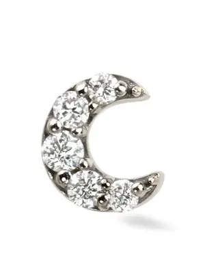 LARK & BERRY Lark & Berry 14kt White Gold Mini Moon Diamond Stud Earring Silver